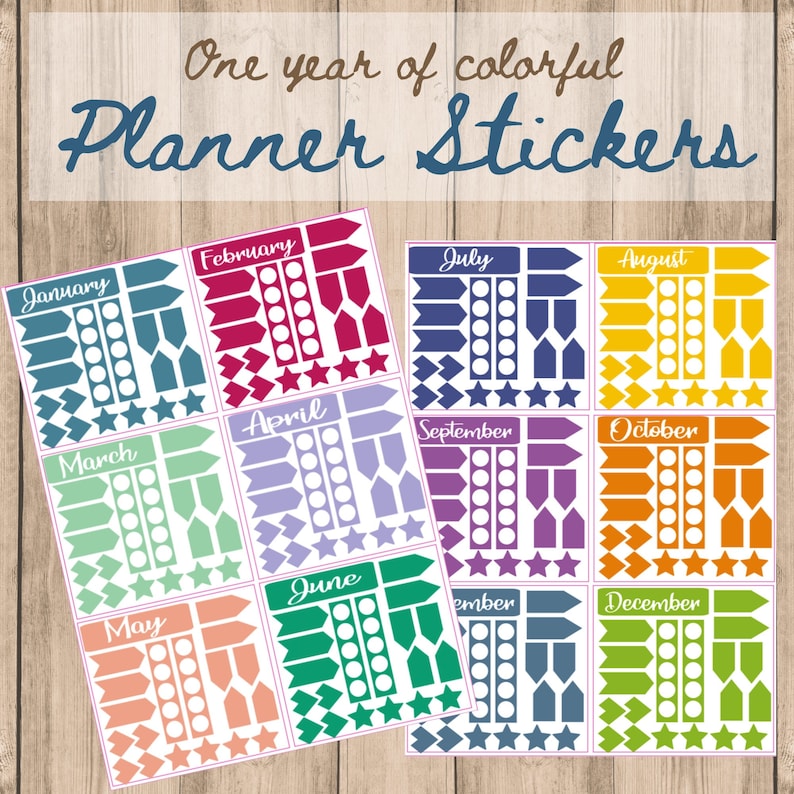 12-month Blank Planner Sticker Set | Color Coded EC Monthly Planner ...