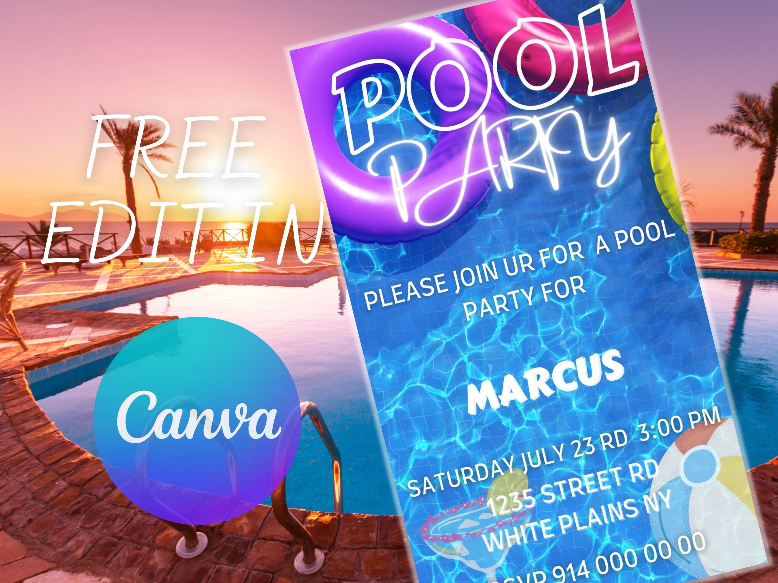 Pool Party Text Birthday Invitation,evite Birthday iPhone Invitation ...