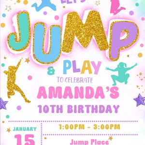 Jump Invitation, Editable Jump Birthday Invite, Trampoline Party ...