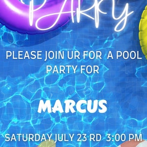 Pool Party Text Birthday Invitationevite Birthday Iphone - Etsy