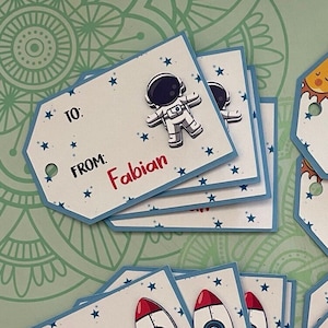 ASTRONAUT Personalized Gift Tags, SPACE Pesonalized Gift Tags ...