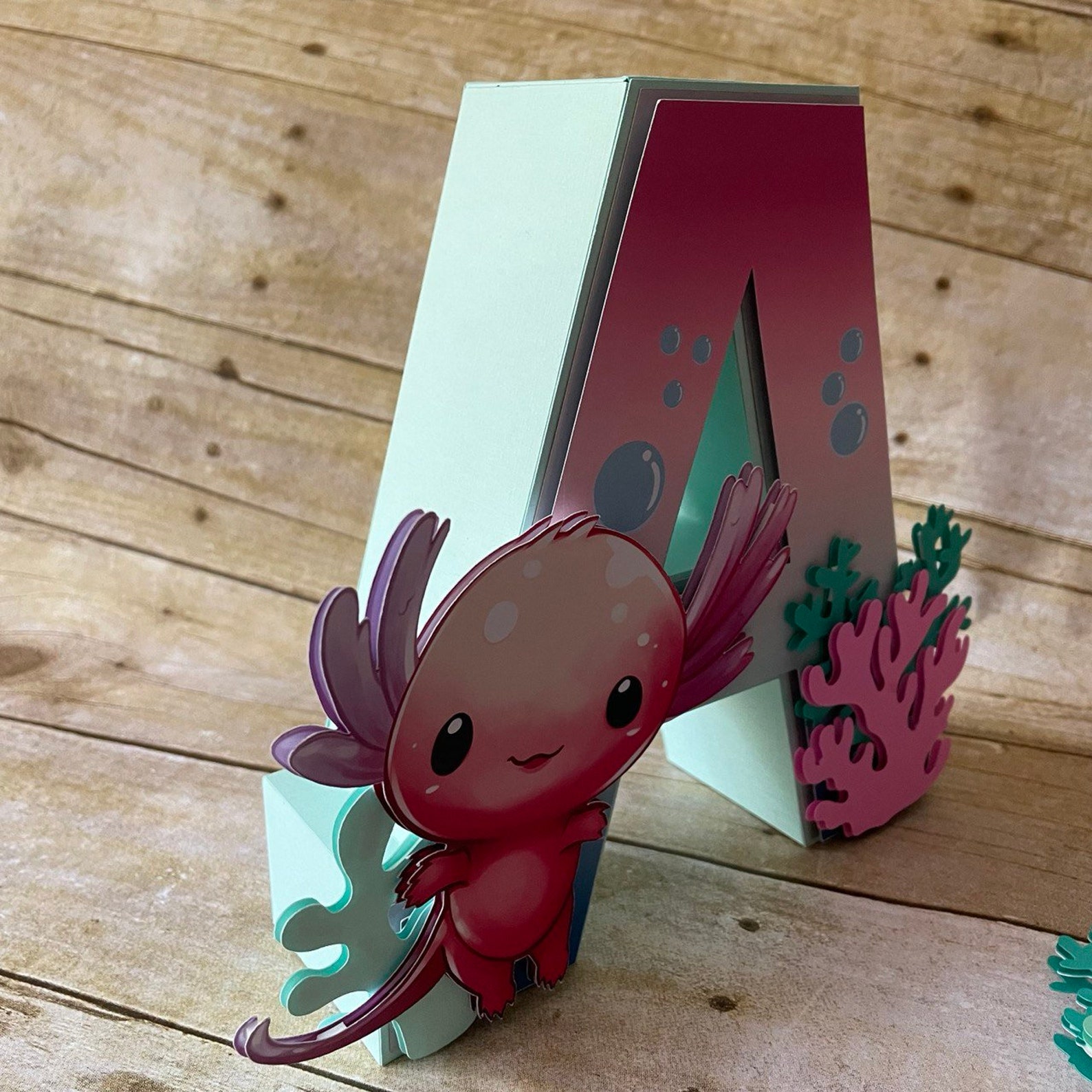 AXOLOTL 3D LETTER, Axolotl Party Decorations, Axolotl Theme Party ...