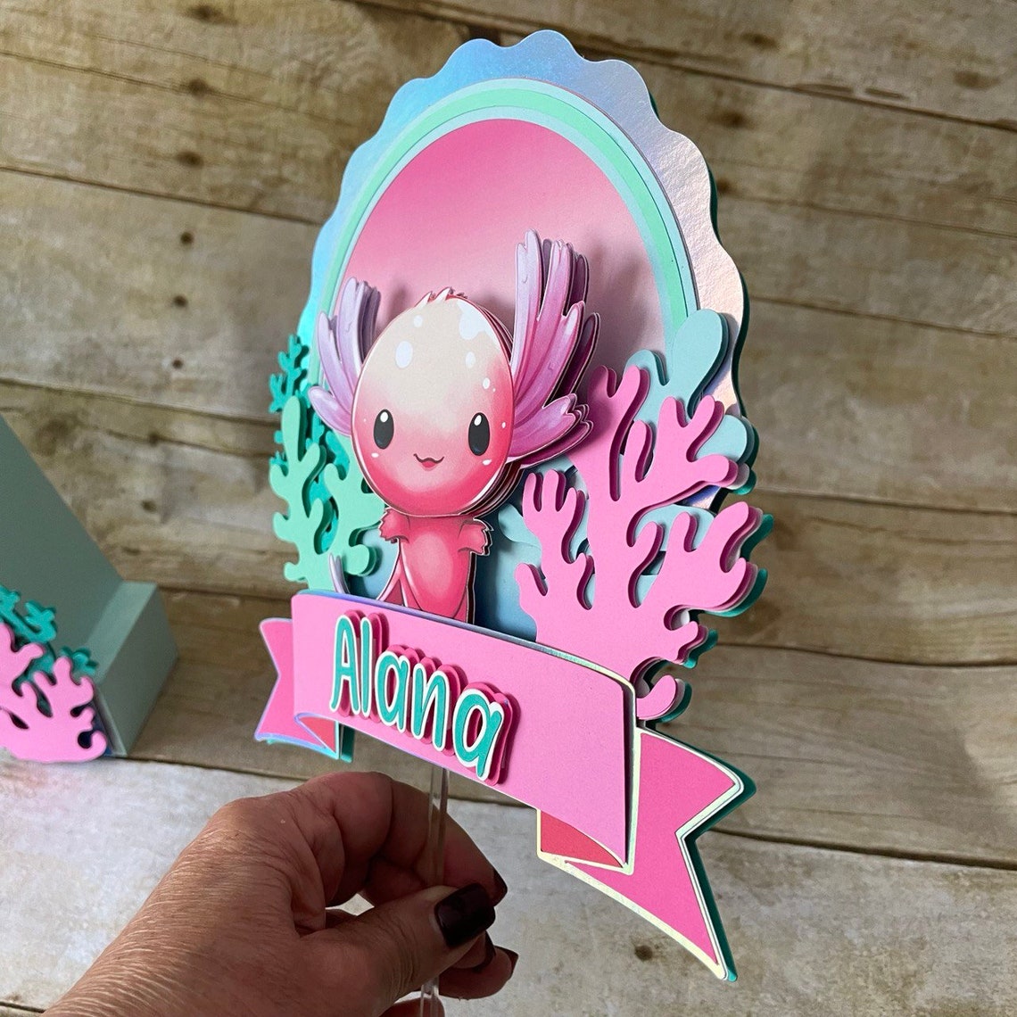 Axolotl CAKE TOPPER, Axolotl Party Decorations, Axolotl Theme Party ...