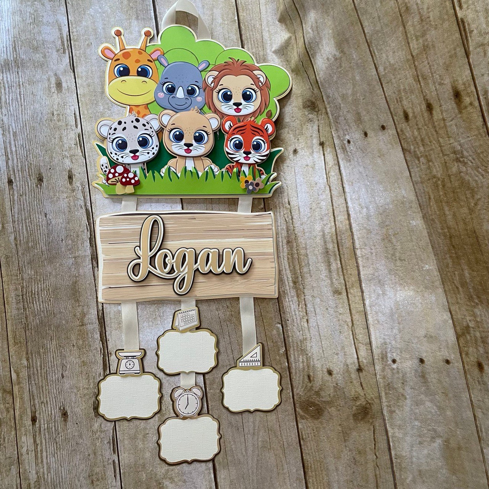 Cute Animals BIRTH ANNOUNCEMENT SIGN, Welcome Baby Sign, Personalized ...