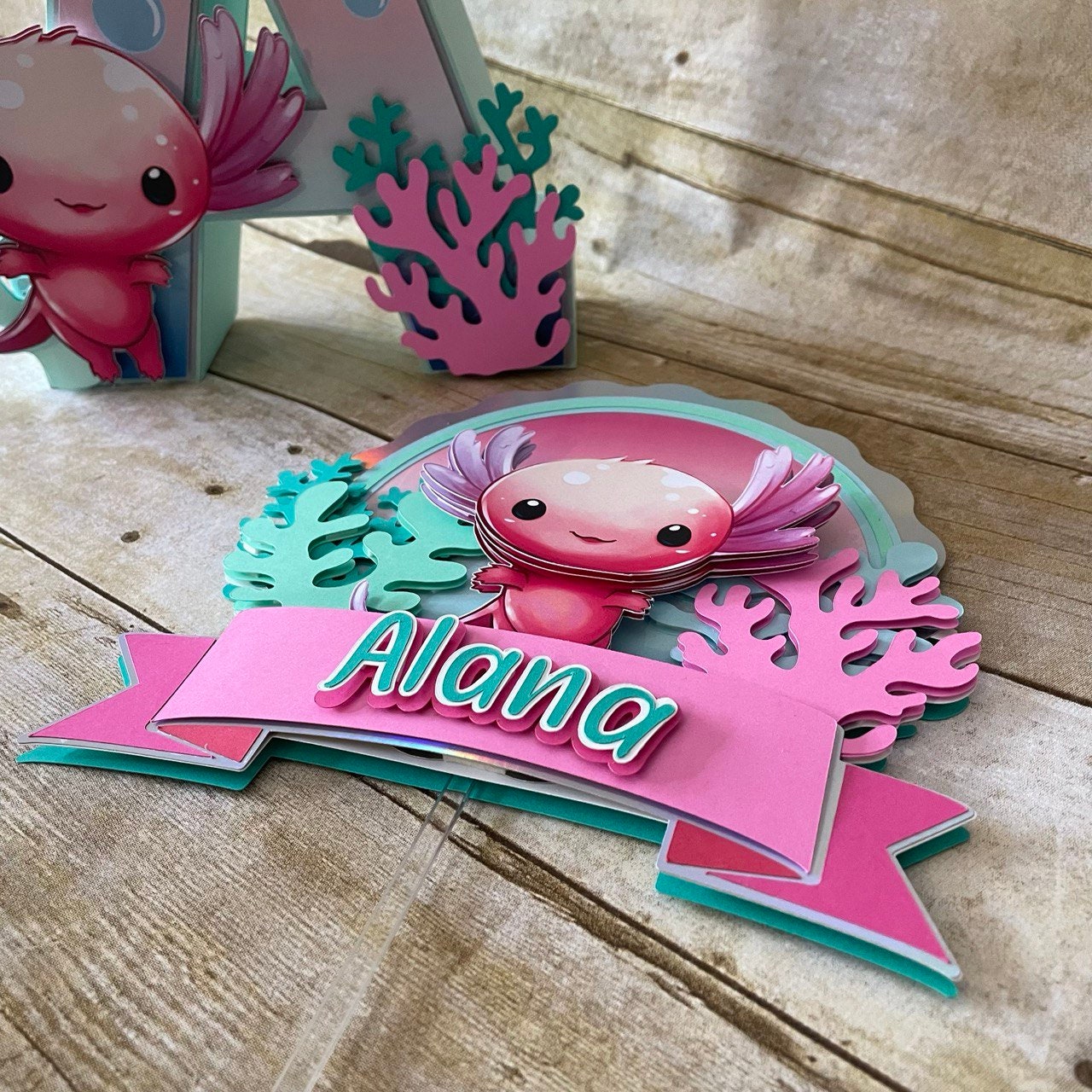 Axolotl CAKE TOPPER, Axolotl Party Decorations, Axolotl Theme Party ...