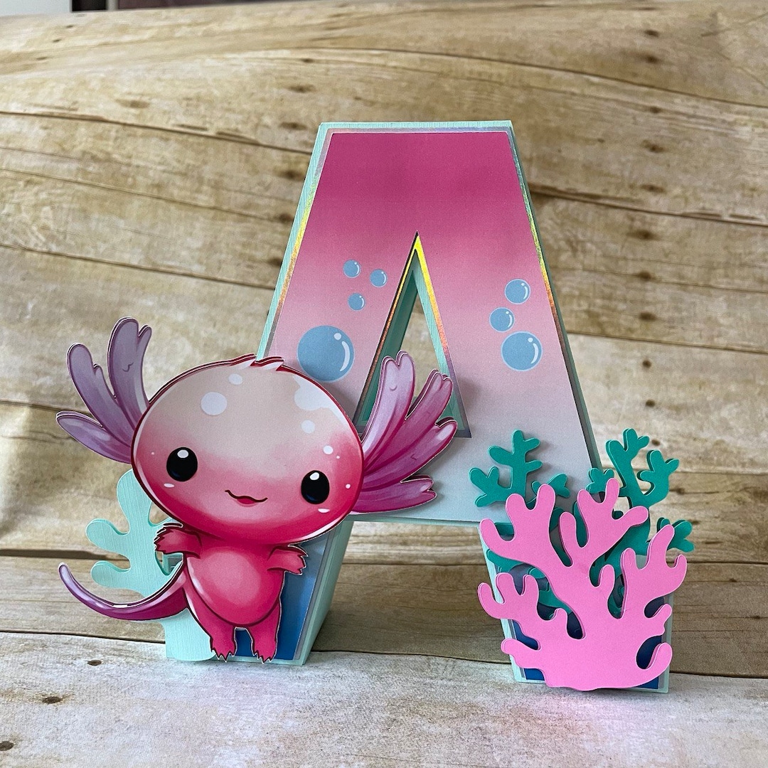 AXOLOTL 3D LETTER, Axolotl Party Decorations, Axolotl Theme Party ...