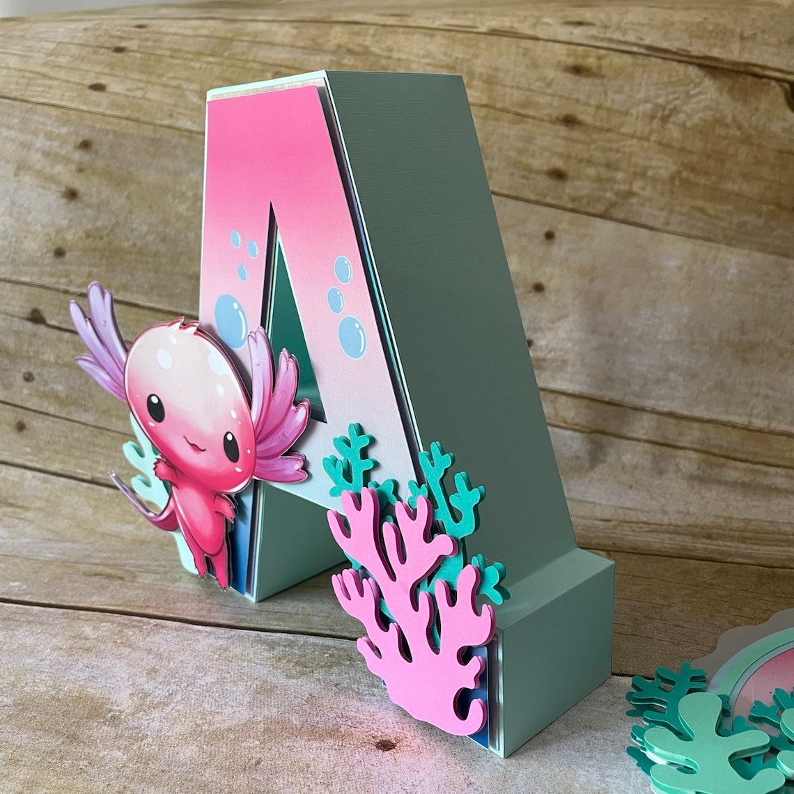 AXOLOTL 3D LETTER, Axolotl Party Decorations, Axolotl Theme Party ...