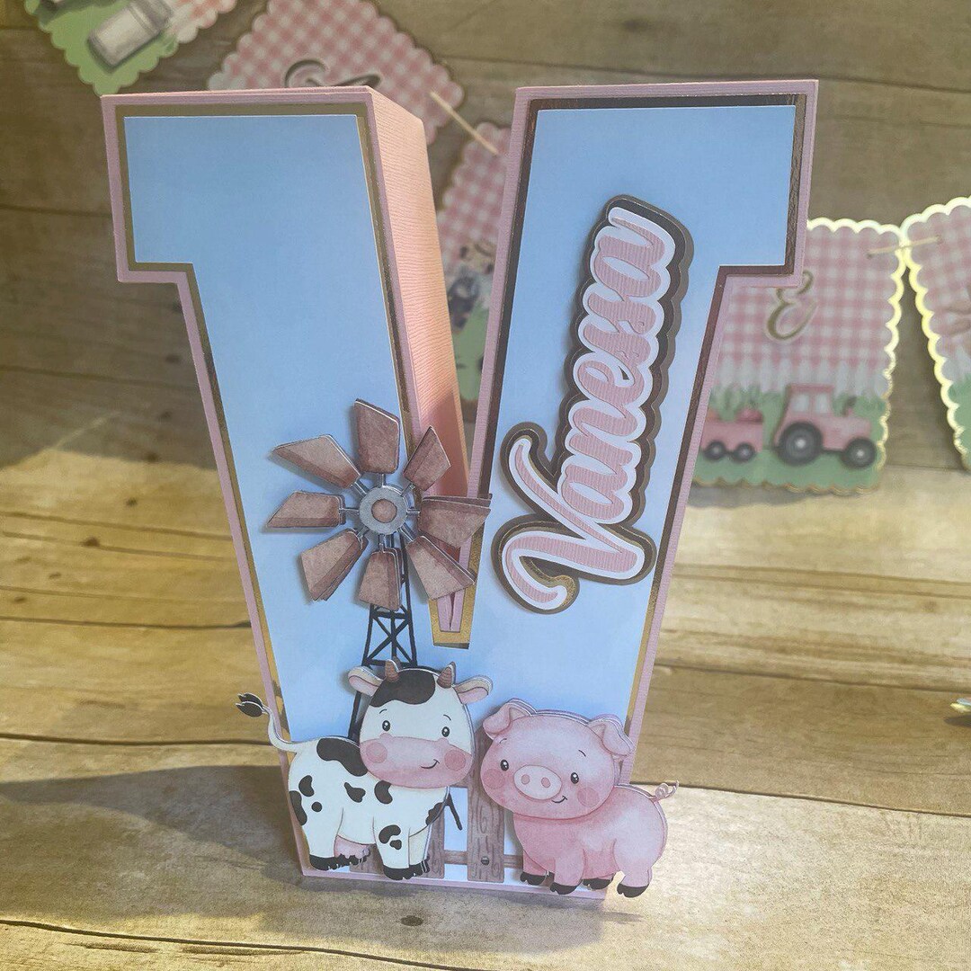 FARM Inspired 3D Letter, Farm Party Decorations, 3D Letters, Pink Farm ...