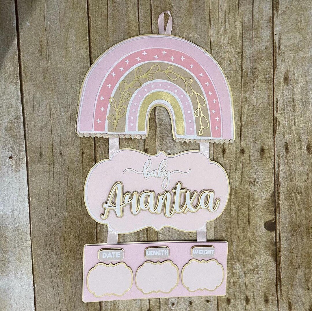 Rainbow Birth Announcement Sign, Welcome Baby Sign, Personalized Baby ...