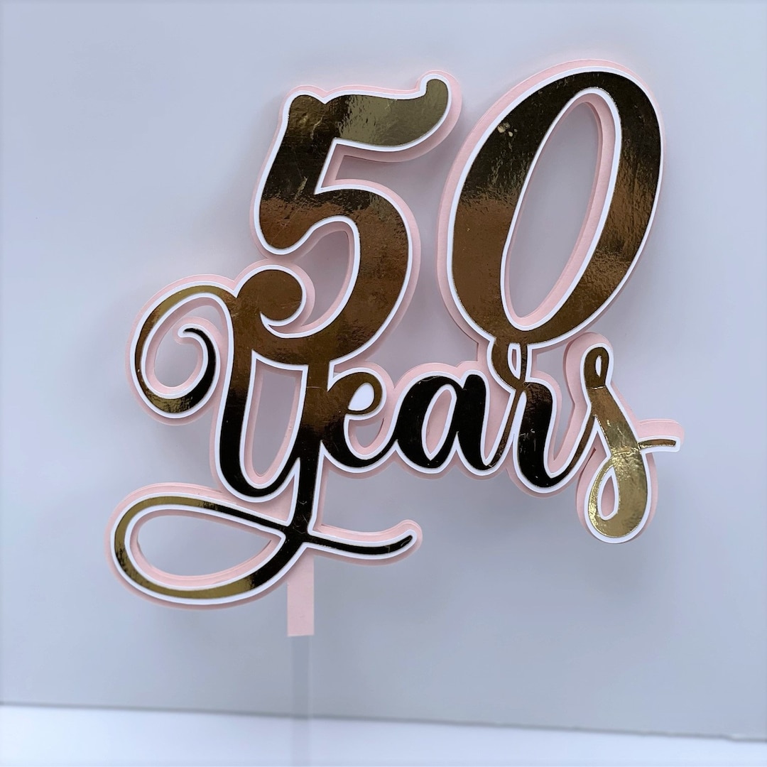 Any Number Years Cake Topper, Custom Birthday Cake Topper, Gold Custom ...