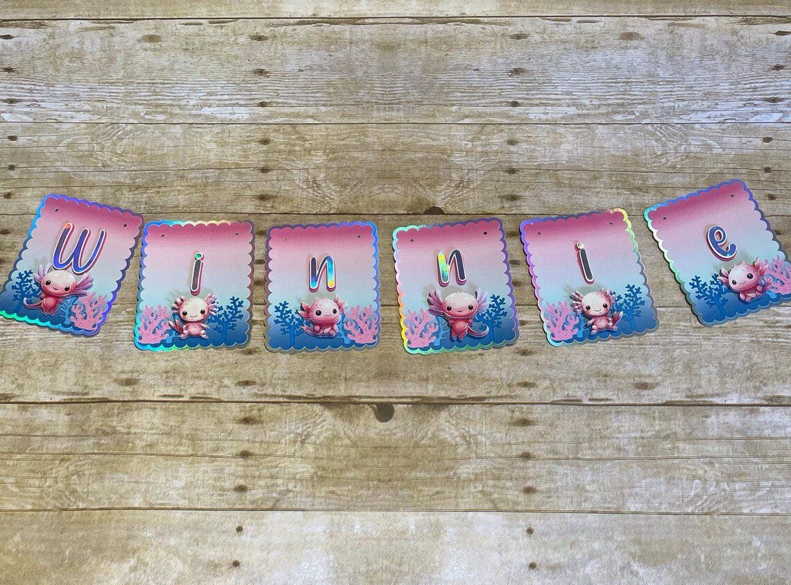 AXOLOTL Banner, Axolotl Inspired Theme Banner, Axolotl Party ...