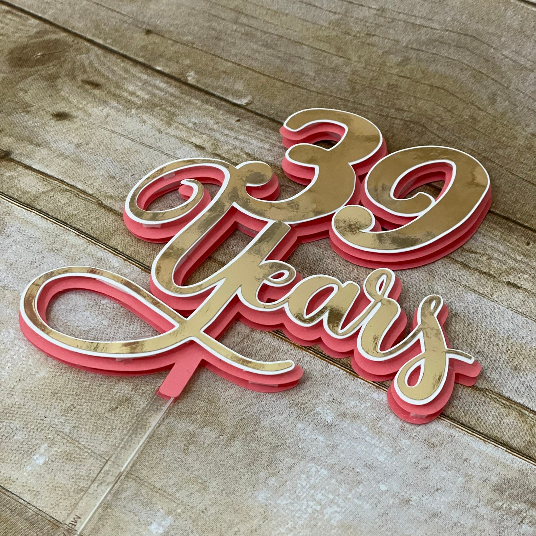 Any Number Years Cake Topper, Custom Birthday Cake Topper, Gold Custom ...