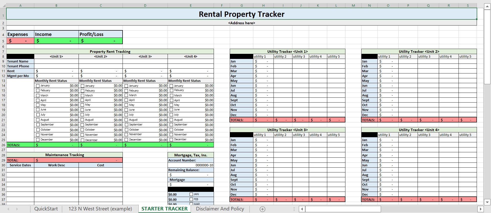 Rental Property Tracker - Simple Tracker for the Year - Etsy