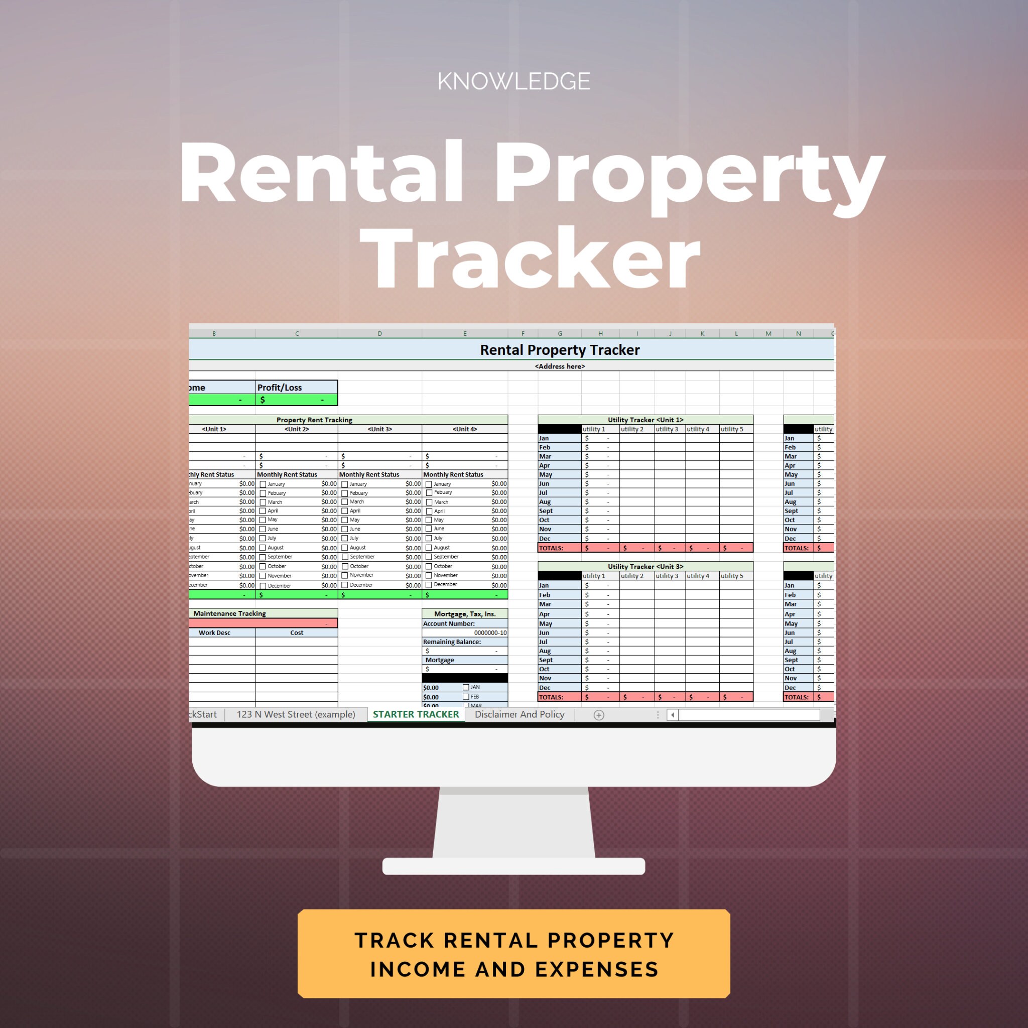 Rental Property Tracker - Simple Tracker for the Year - Etsy