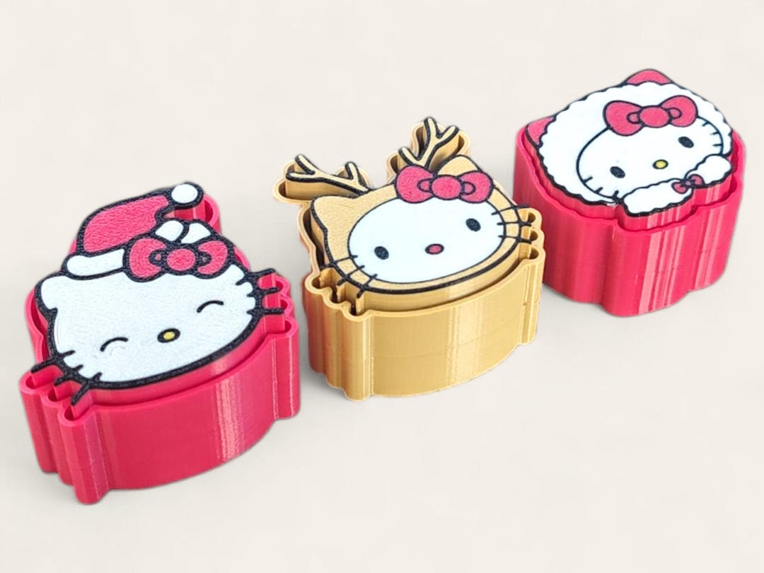 Fan Art Hello Kitty 3D Printed Character Fidget Keychain Clicker Pack 2 ...