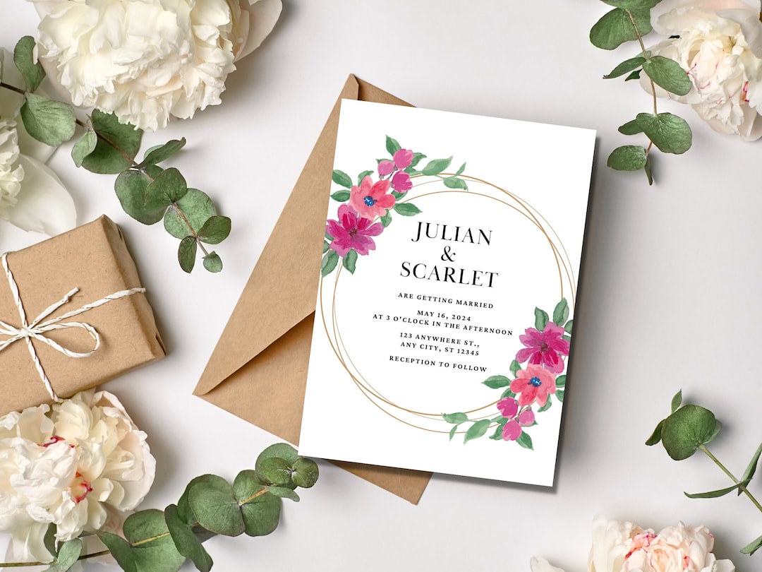 Editable Wedding Invitation Template Floral Wedding - Etsy