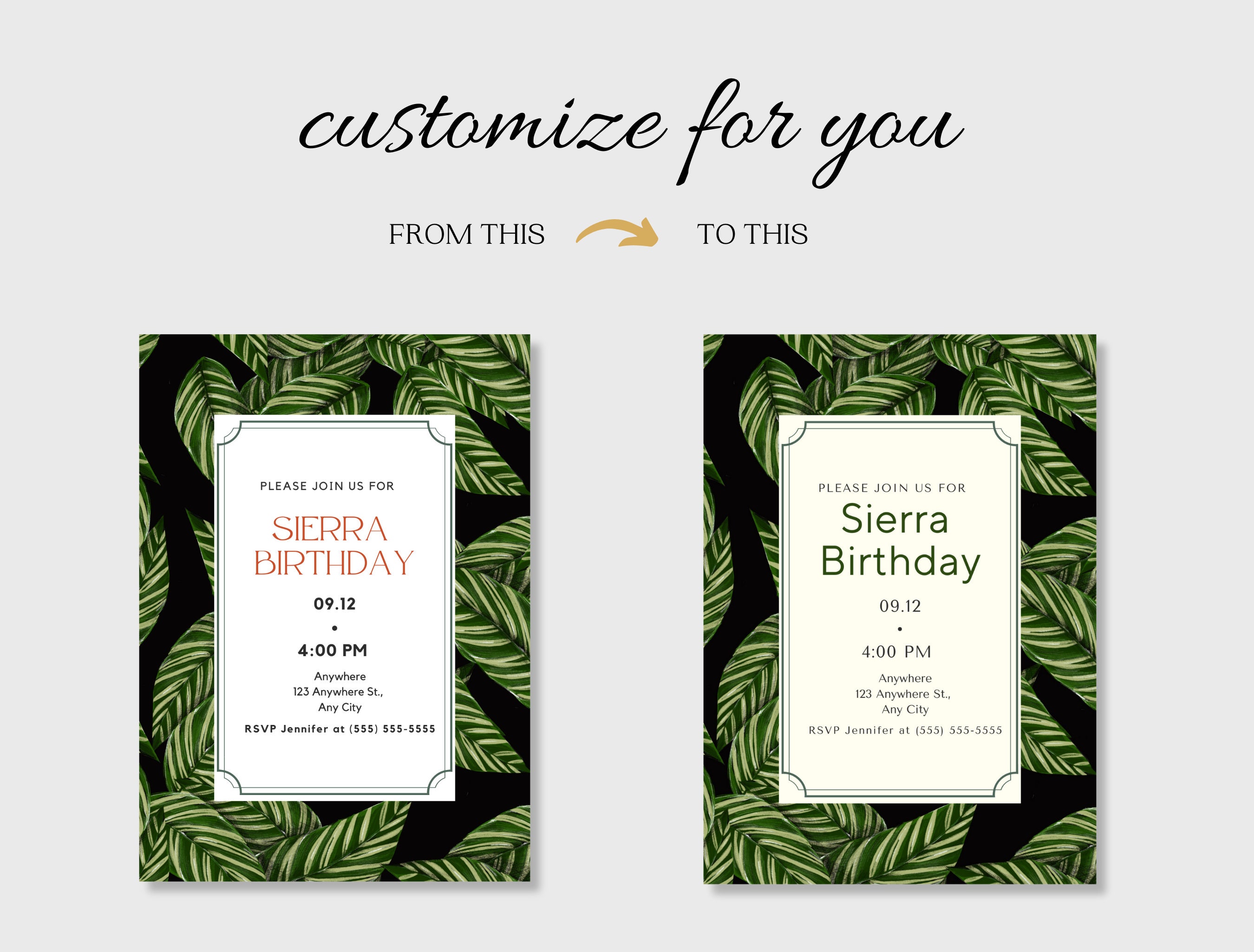 Editable Plant Invitation, Plant Lover Invitation, Birthday Invitation ...