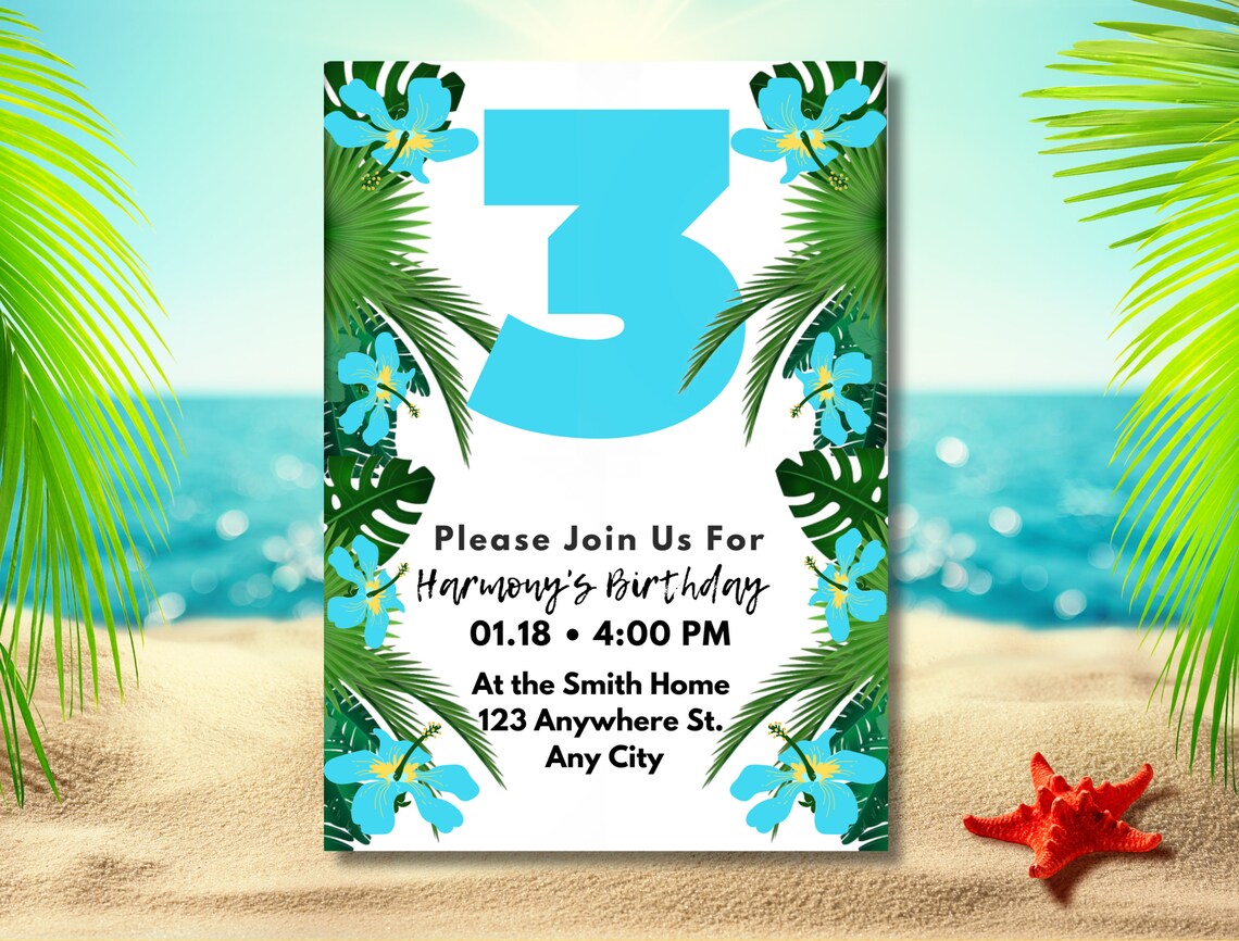 Editable Invitation for 3rd Birthday Numbered Invitation Editable ...