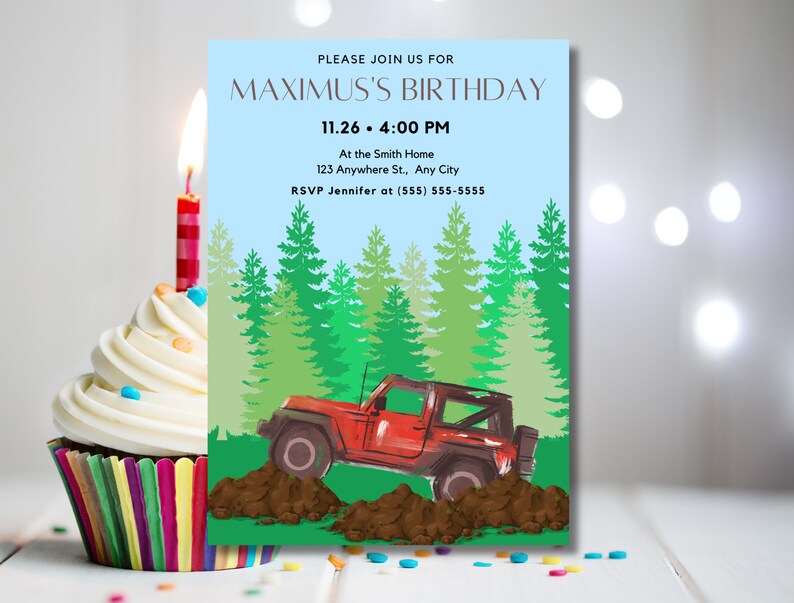 Off Road Invitation, Invitations for Boys Birthday, Invitations for ...