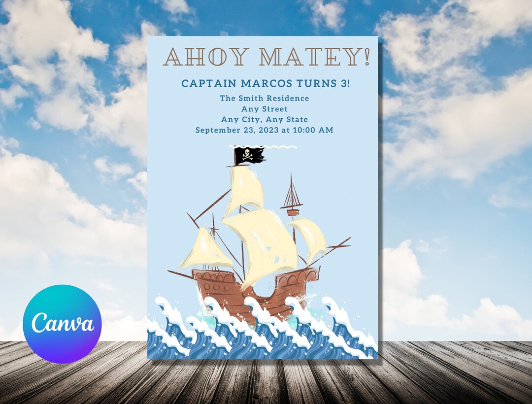 Editable Pirate Ship Invitation Pirate Invitation Pirate - Etsy