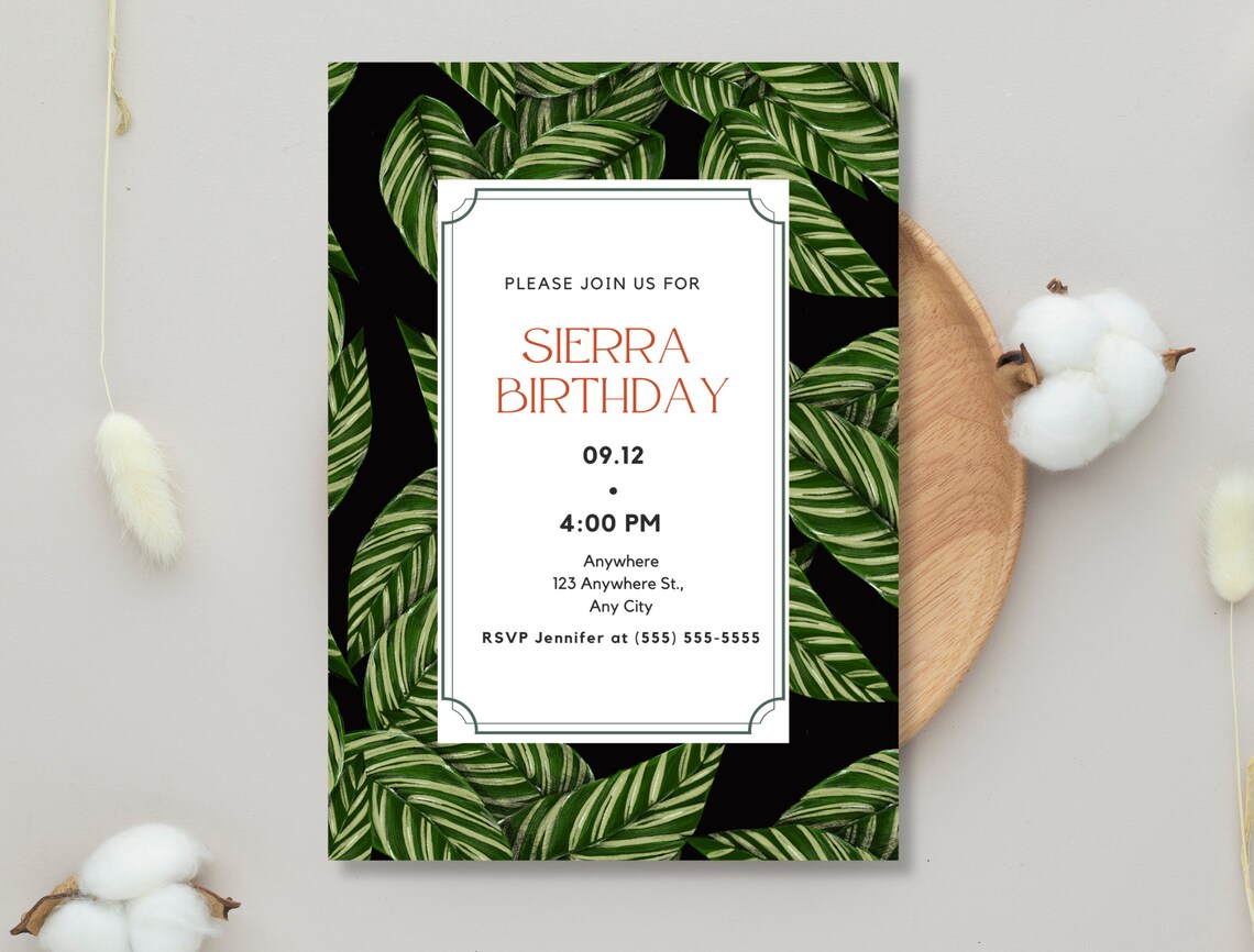 Editable Plant Invitation, Plant Lover Invitation, Birthday Invitation ...