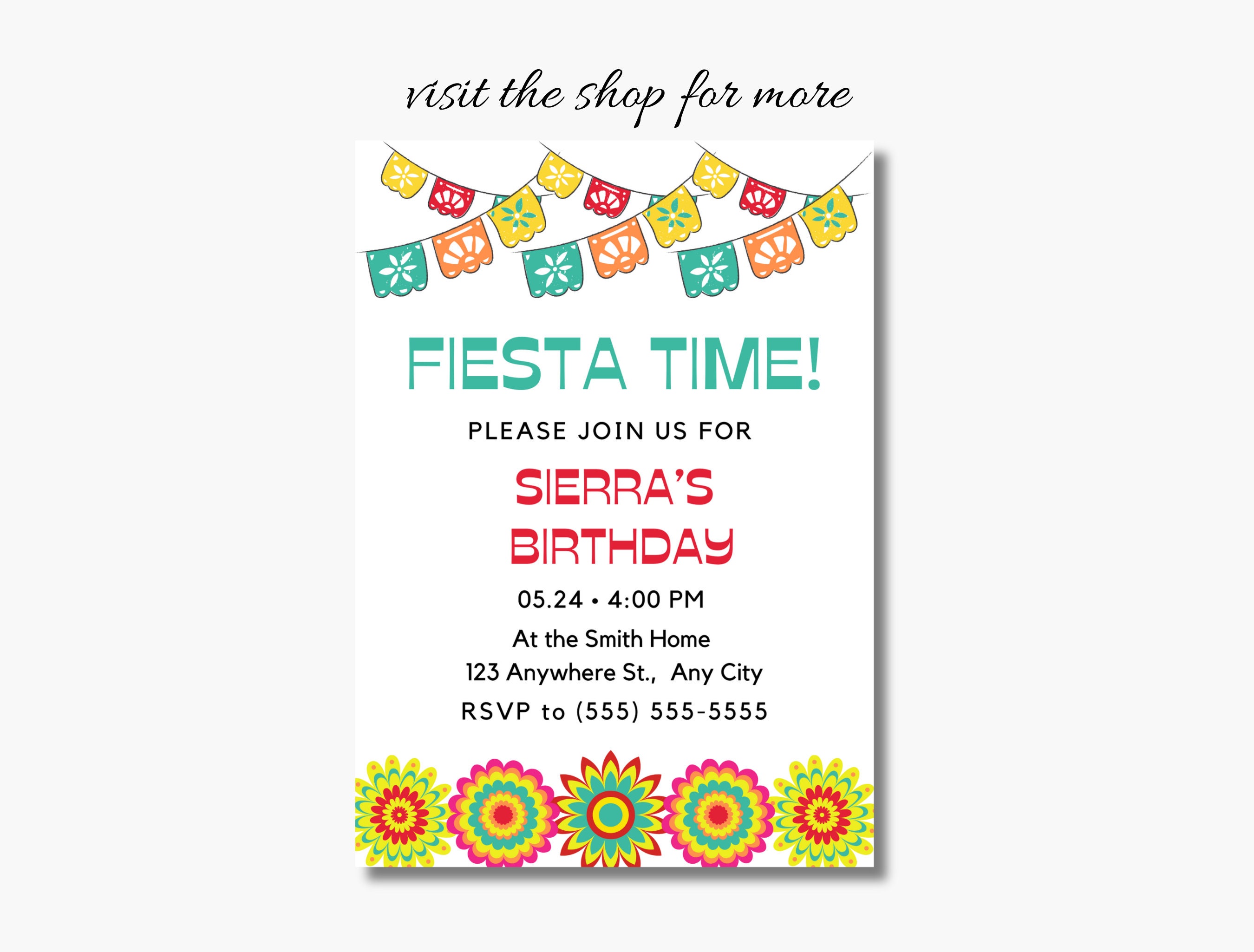 Mexican Fiesta Themed Invitation, Fiesta Editable Birthday Invitation ...