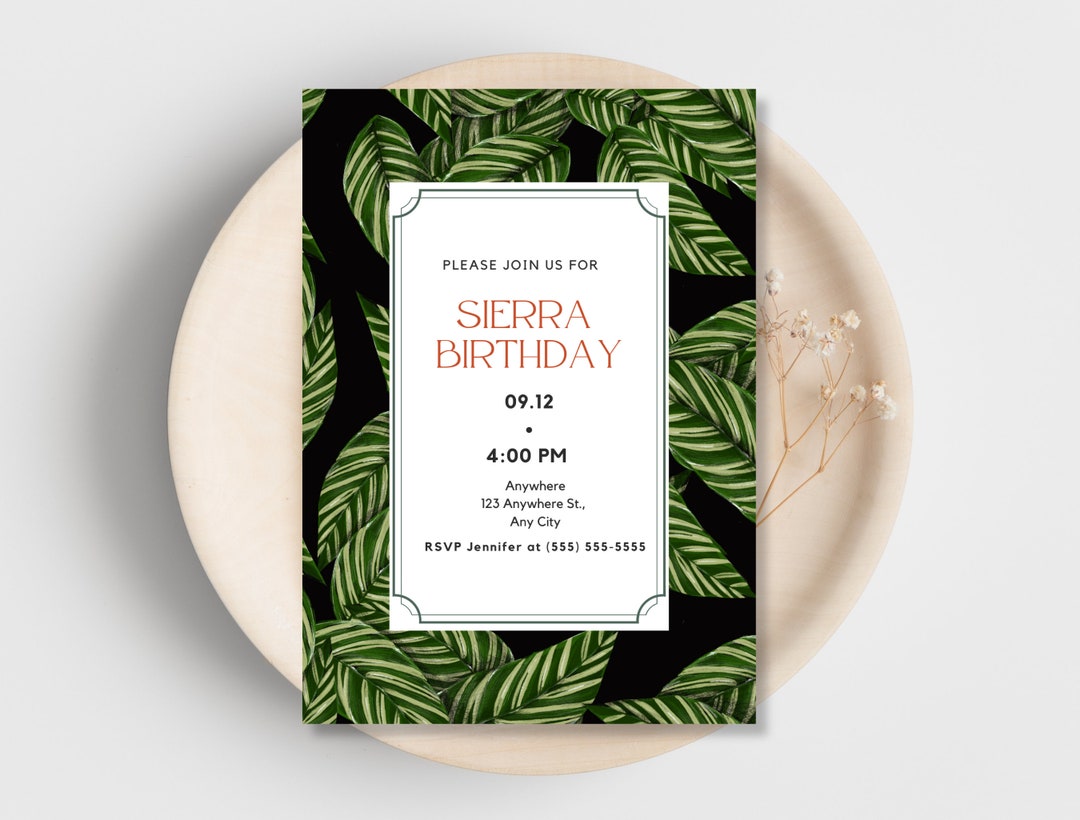 Editable Plant Invitation Plant Lover Invitation Birthday - Etsy