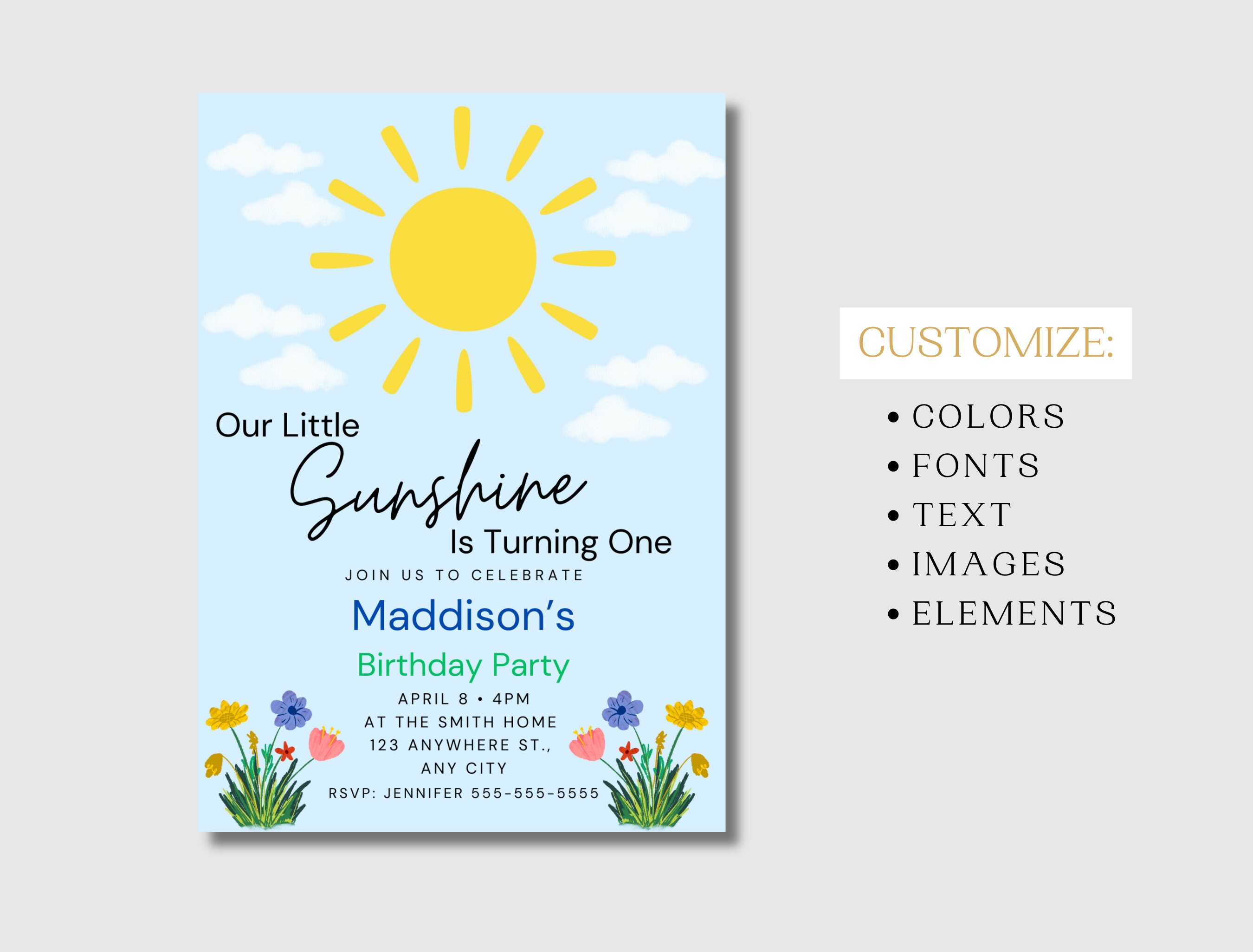 1st Trip Around the Sun Birthday Celebration Invitation, Birthday ...