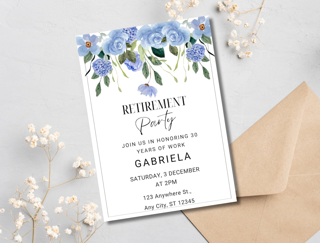Editable Printable Downloadable Flower Invite for Her, Woman Retirement ...