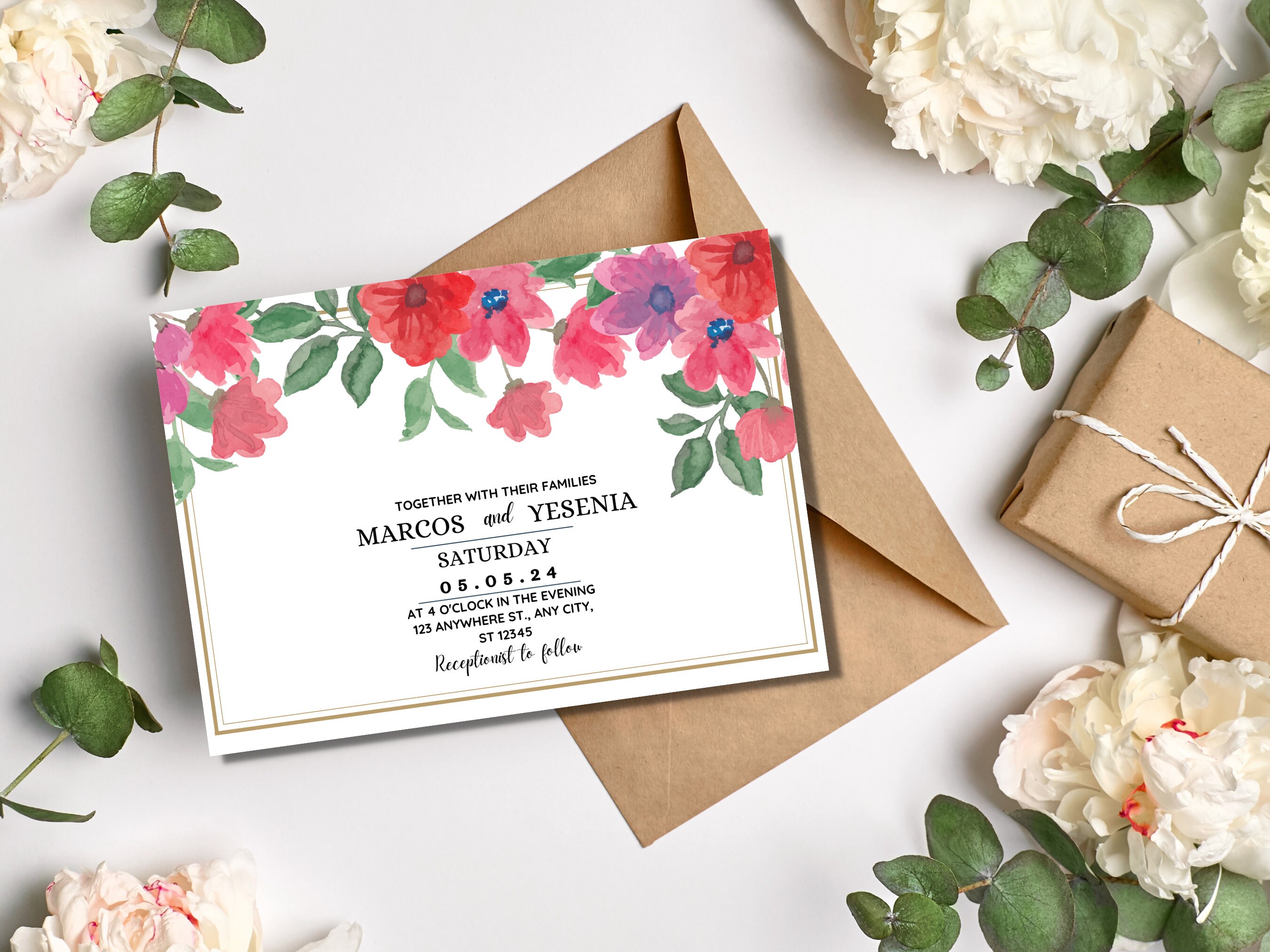 Editable Wedding Invitation Template Floral Wedding - Etsy