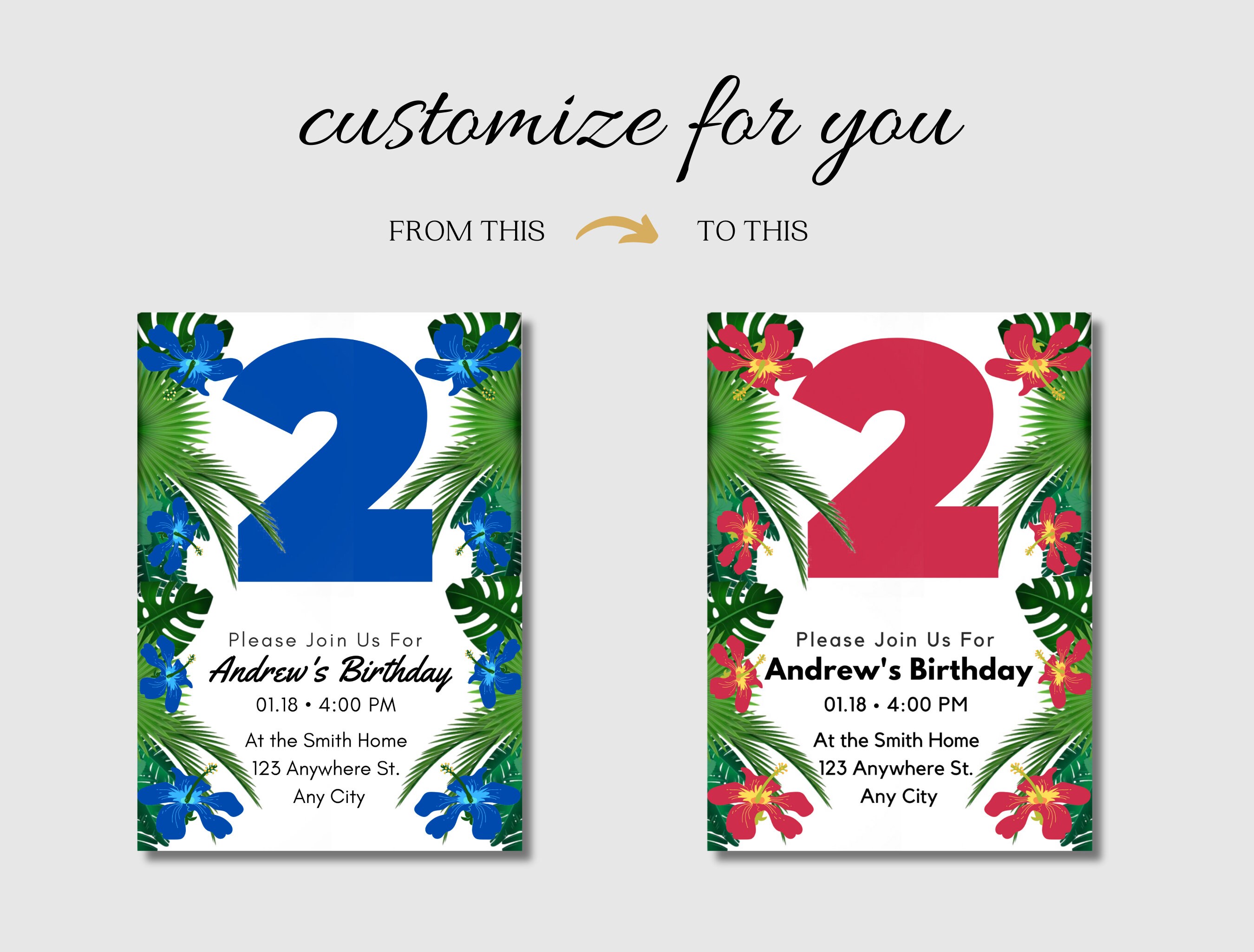 Editable Invitation for 2nd Birthday Numbered Invitation Editable ...