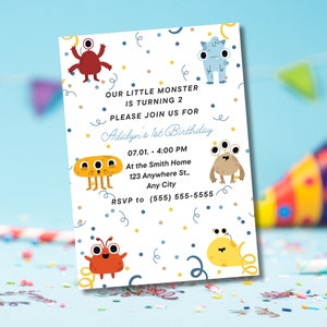 Editable Party Printable Invite, Monster Design Themed Birthday ...