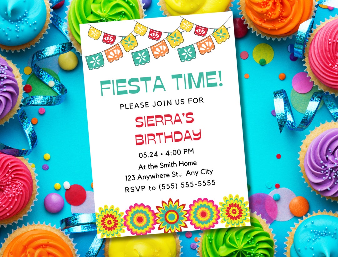 Mexican Fiesta Themed Invitation, Fiesta Editable Birthday Invitation ...