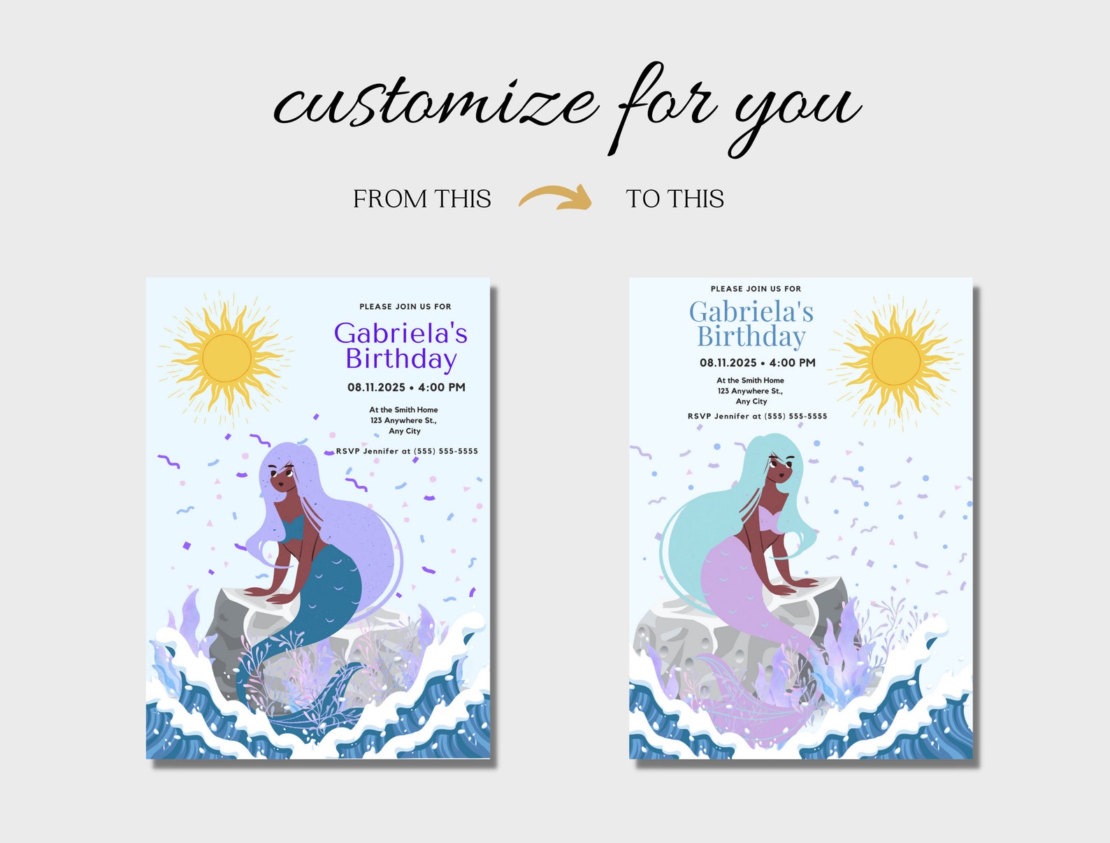 Mermaid Invitation Instant Download, Mermaid Invitation for Mermaid ...