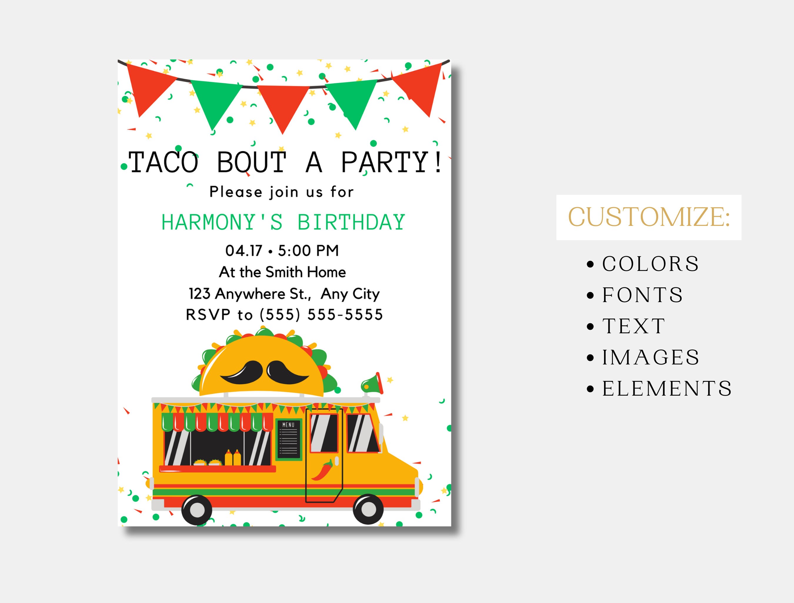 Fiesta Editable Birthday Invitation, Mexican Fiesta Themed Invitation ...