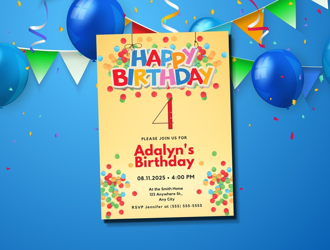 Editable Confetti Invitation For 4th Birthday 4 Year Old Etsy editable-confetti-invitation-for-4th-birthday-4-year-old-etsy