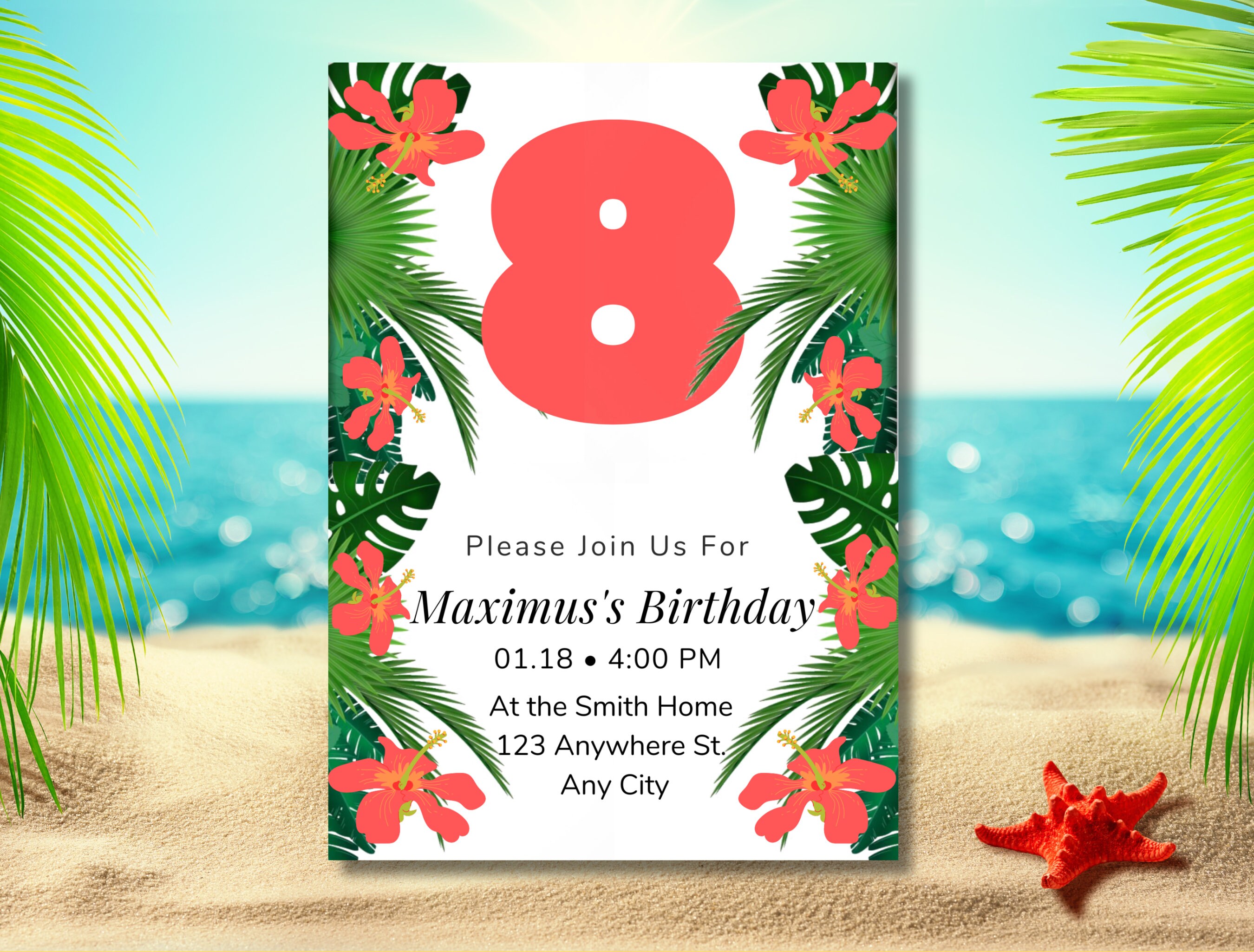 Editable Invitation for 8th Birthday Numbered Invitation Editable ...