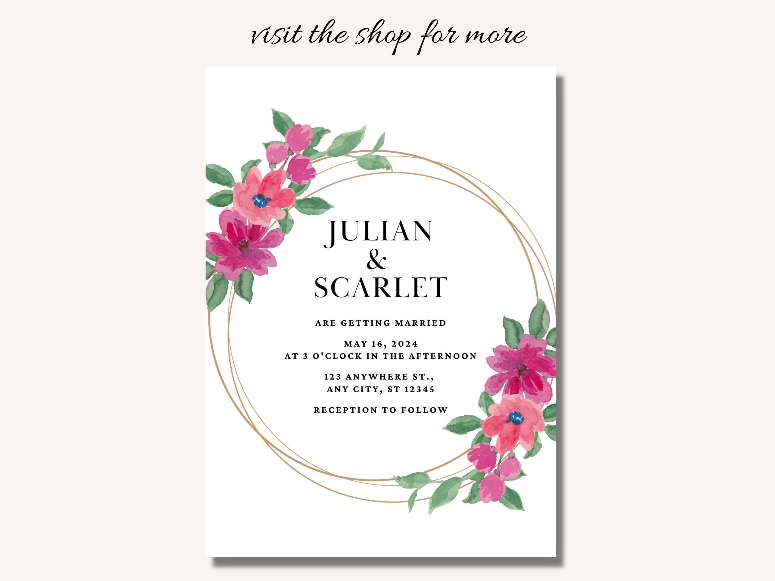 Editable Wedding Invitation Template Floral Wedding - Etsy
