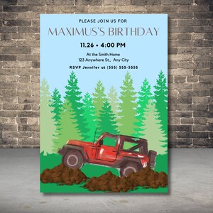 Off Road Invitation, Invitations for Boys Birthday, Invitations for ...