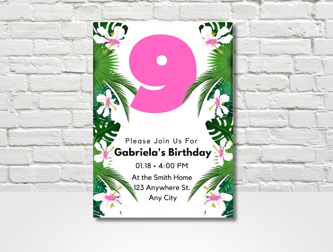 Editable Invitation for 9th Birthday Numbered Invitation - Etsy