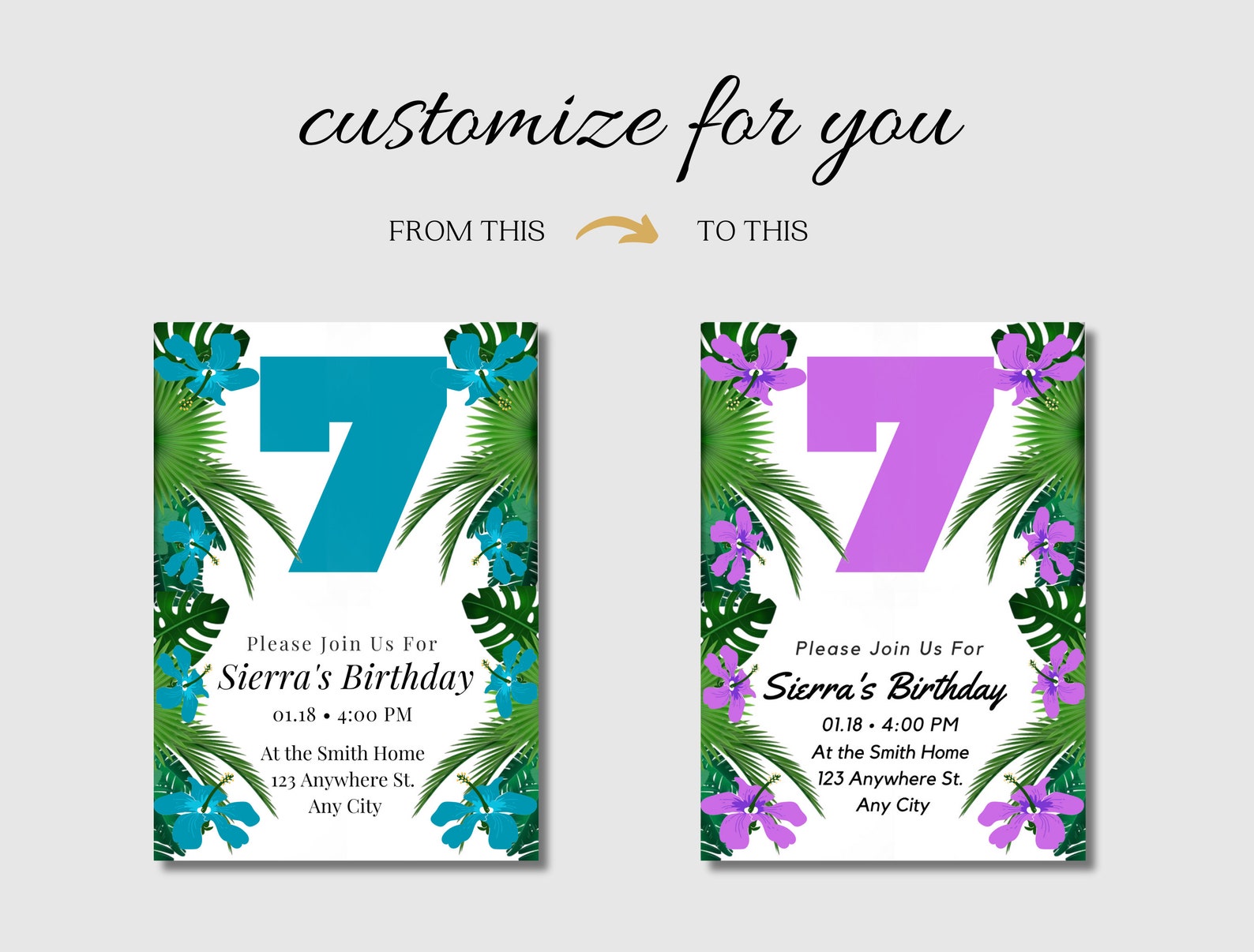 Editable Invitation for 7th Birthday Numbered Invitation Editable ...