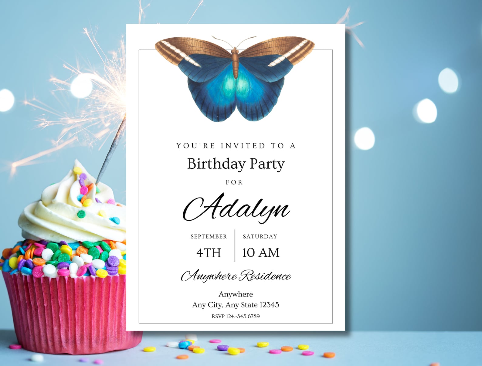 Editable Butterfly Birthday Invitation Butterfly Invitation Butterfly ...
