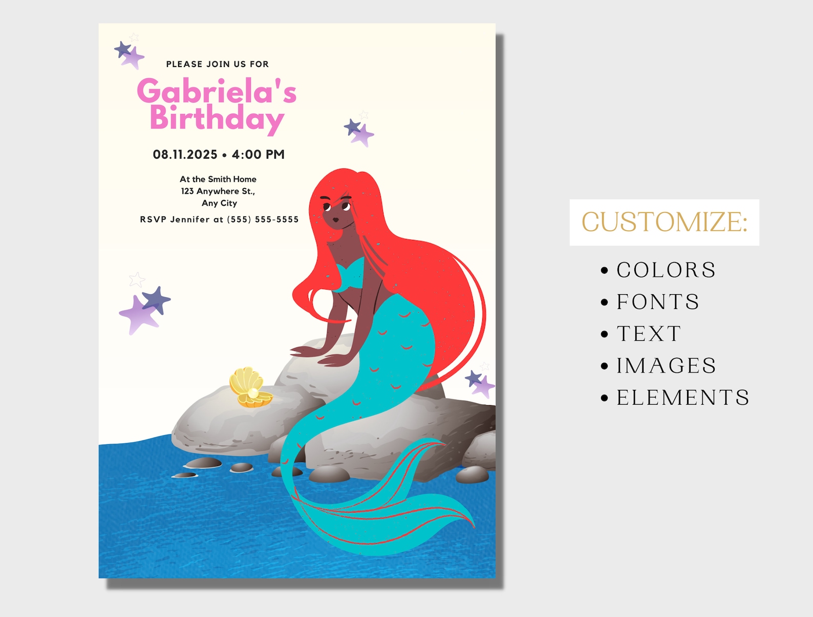 Mermaid Invitation Instant Download Mermaid Invitation - Etsy