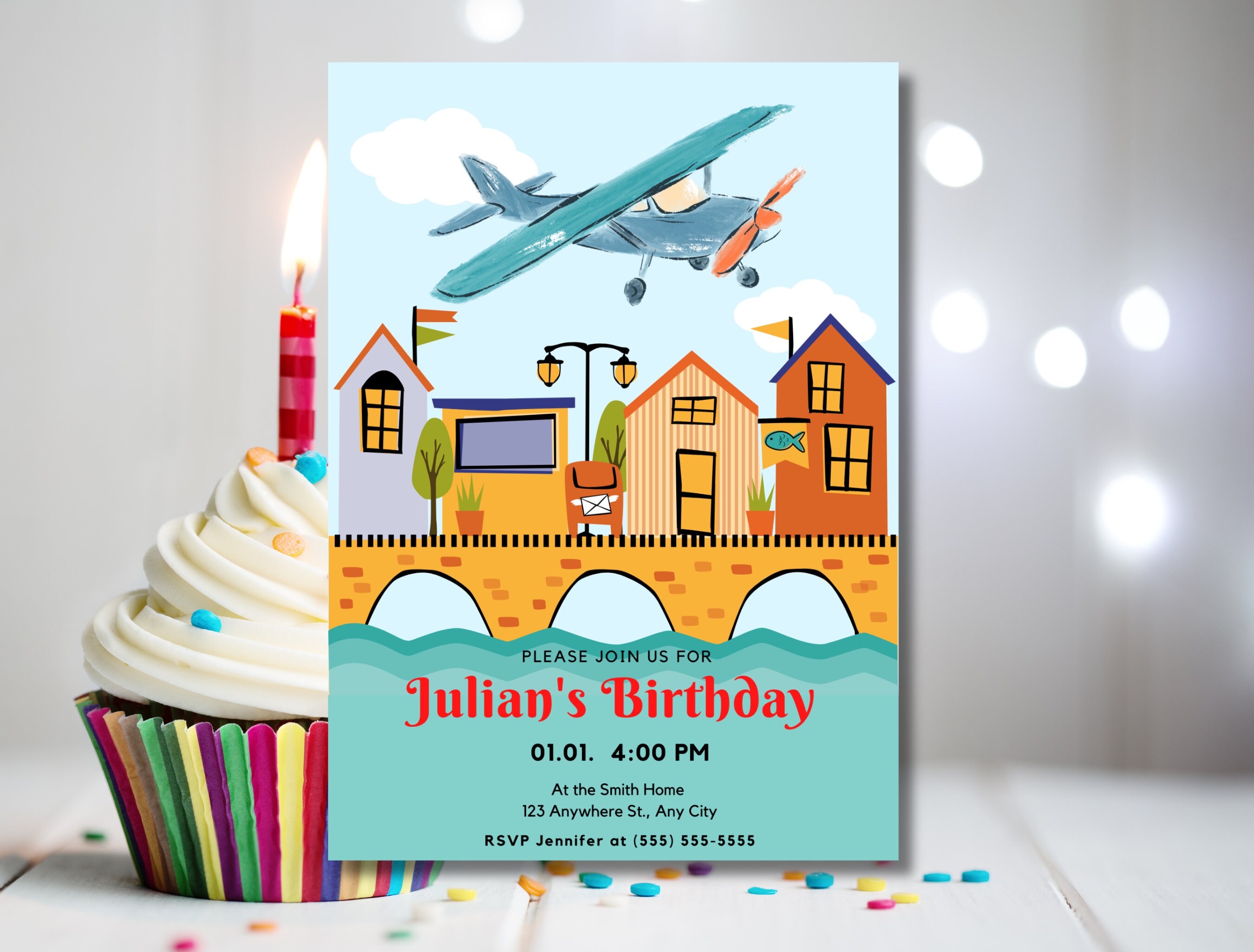 Editable Airplane Birthday Invitation, Fun Birthday Invitation ...