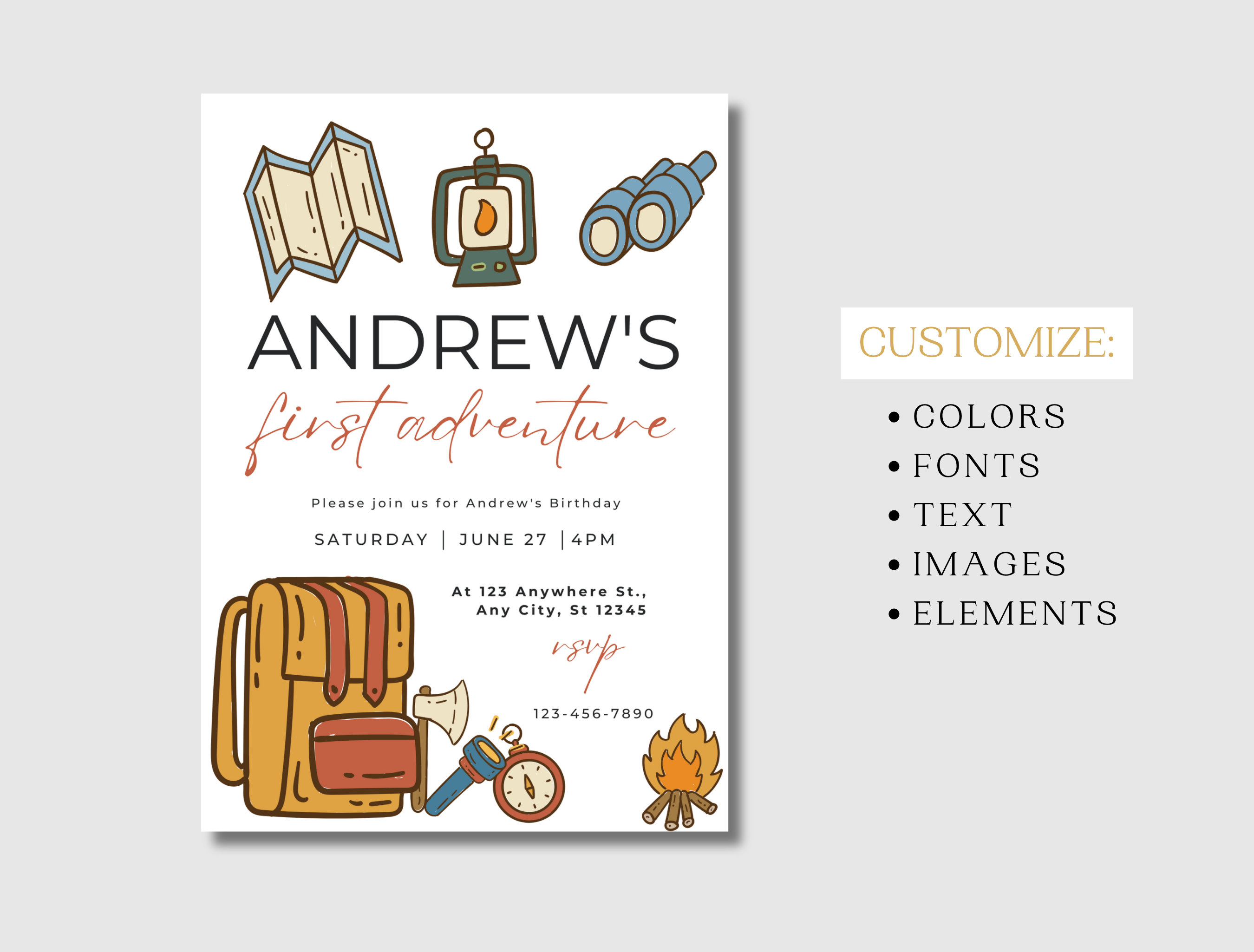 Adventure Invitation Template, Adventure Begins Instant Download Invite ...