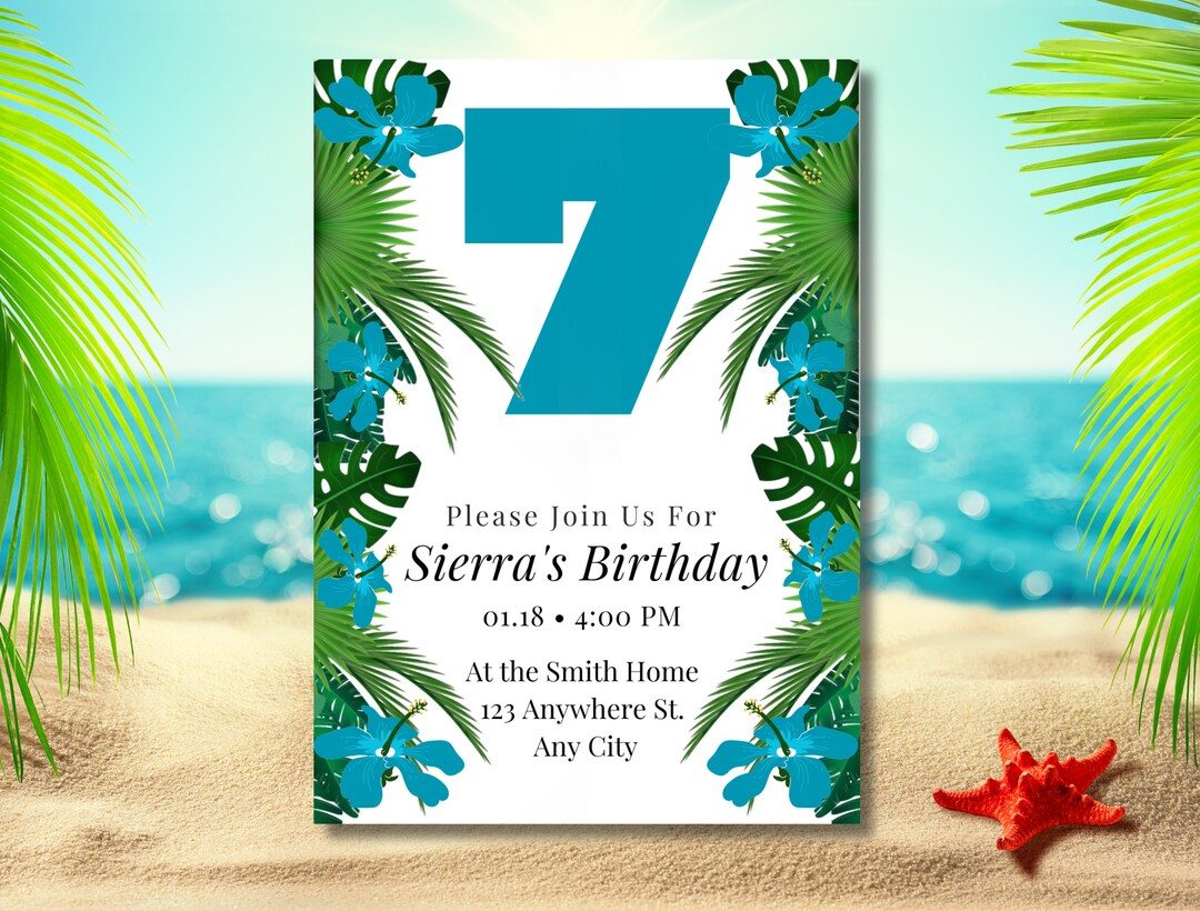 Editable Invitation for 7th Birthday Numbered Invitation Editable ...