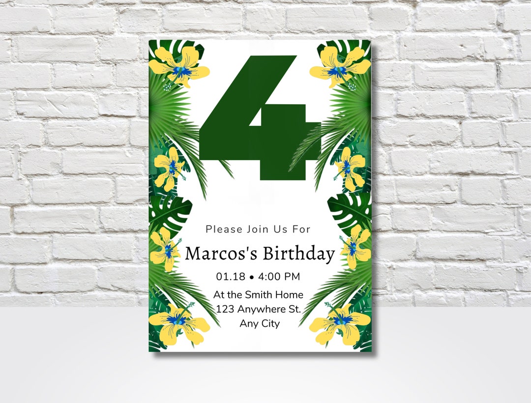 Editable Invitation for 4th Birthday Numbered Invitation Editable ...