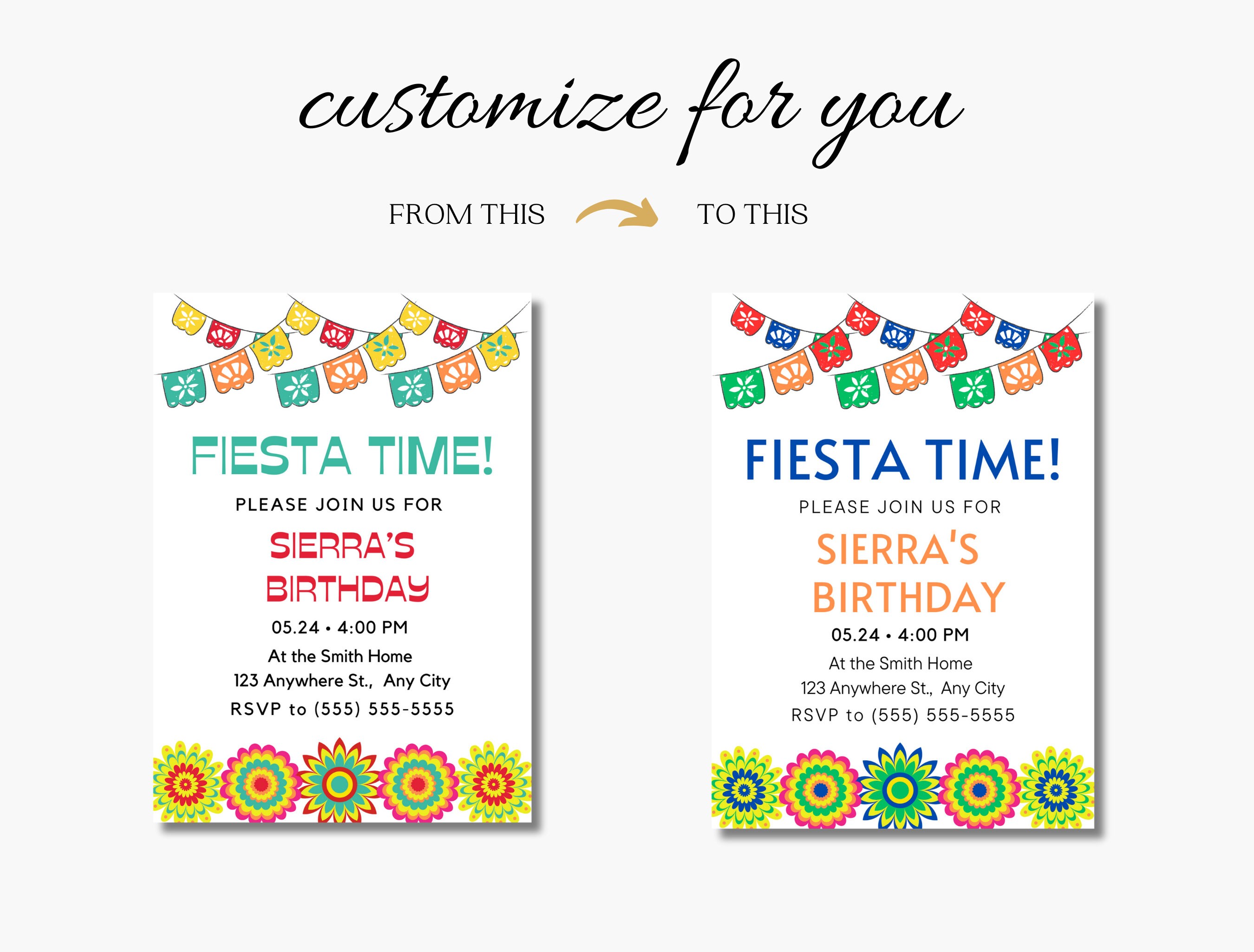 Mexican Fiesta Themed Invitation, Fiesta Editable Birthday Invitation ...