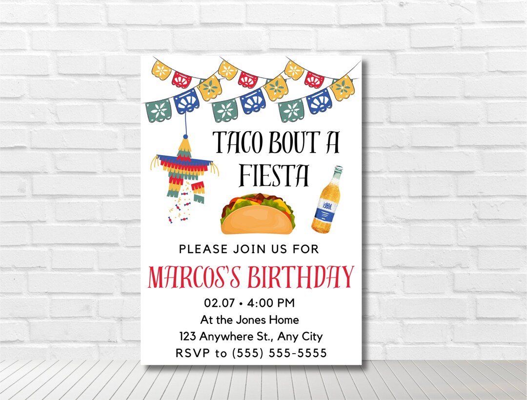 Mexican Fiesta Themed Invitation, Fiesta Editable Birthday Invitation ...