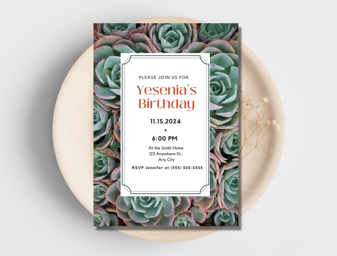 Editable Plant Invitation, Plant Lover Invitation, Birthday Invitation ...